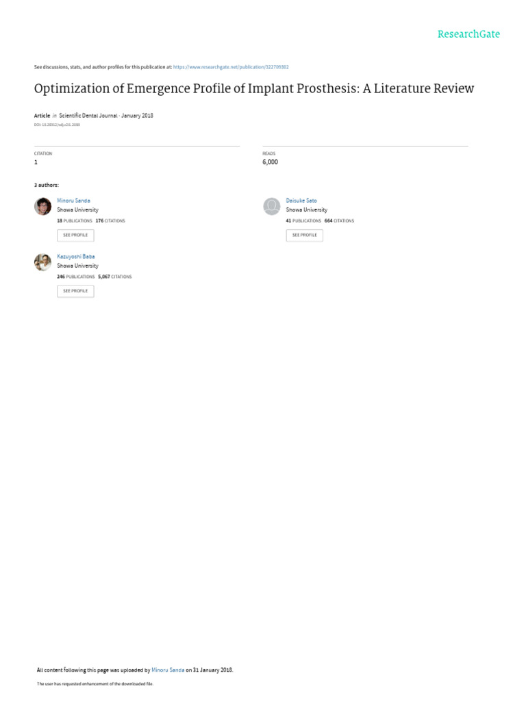 Optimization of Emergence Profile of Implant Prost | PDF