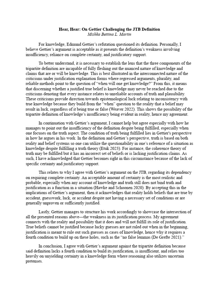 A Philo 1 Writing Assignment | PDF