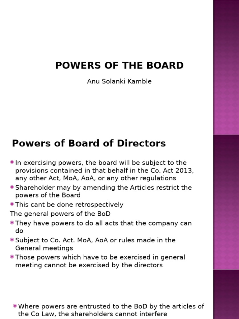 Powers of Board of Directors | PDF