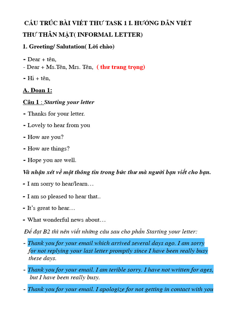 Writing Vstep TASK 1 A | PDF