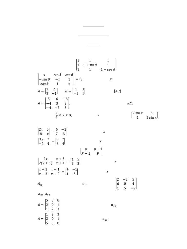 Determinants Work Sheet | PDF