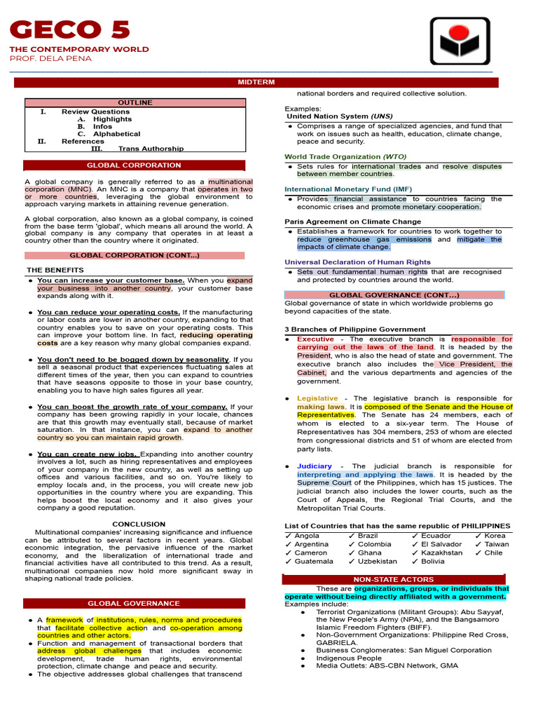 Colored Midterm Geco 3 Handout Template | PDF