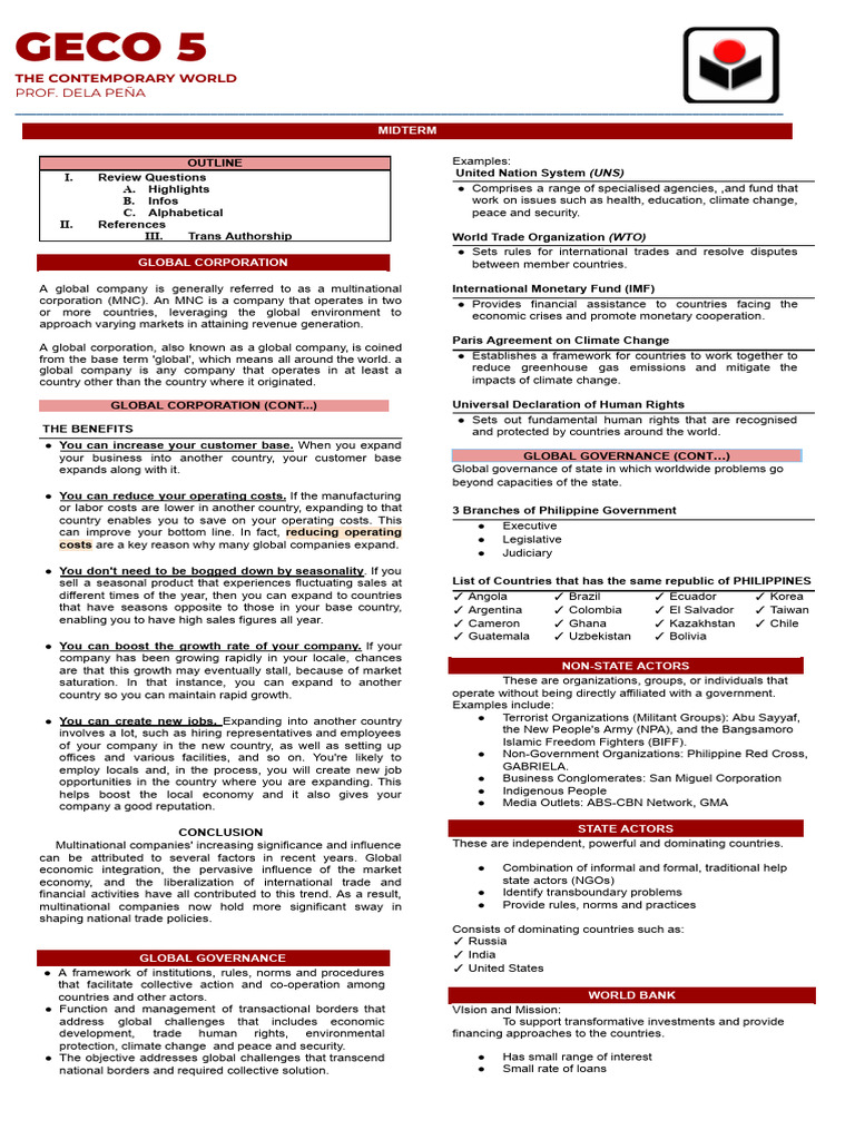 Midterm Geco 3 Handout Template | PDF