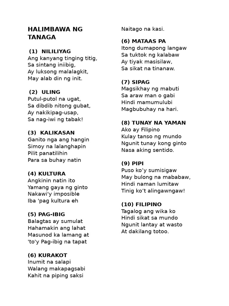 Halimbawa NG Tanaga | PDF