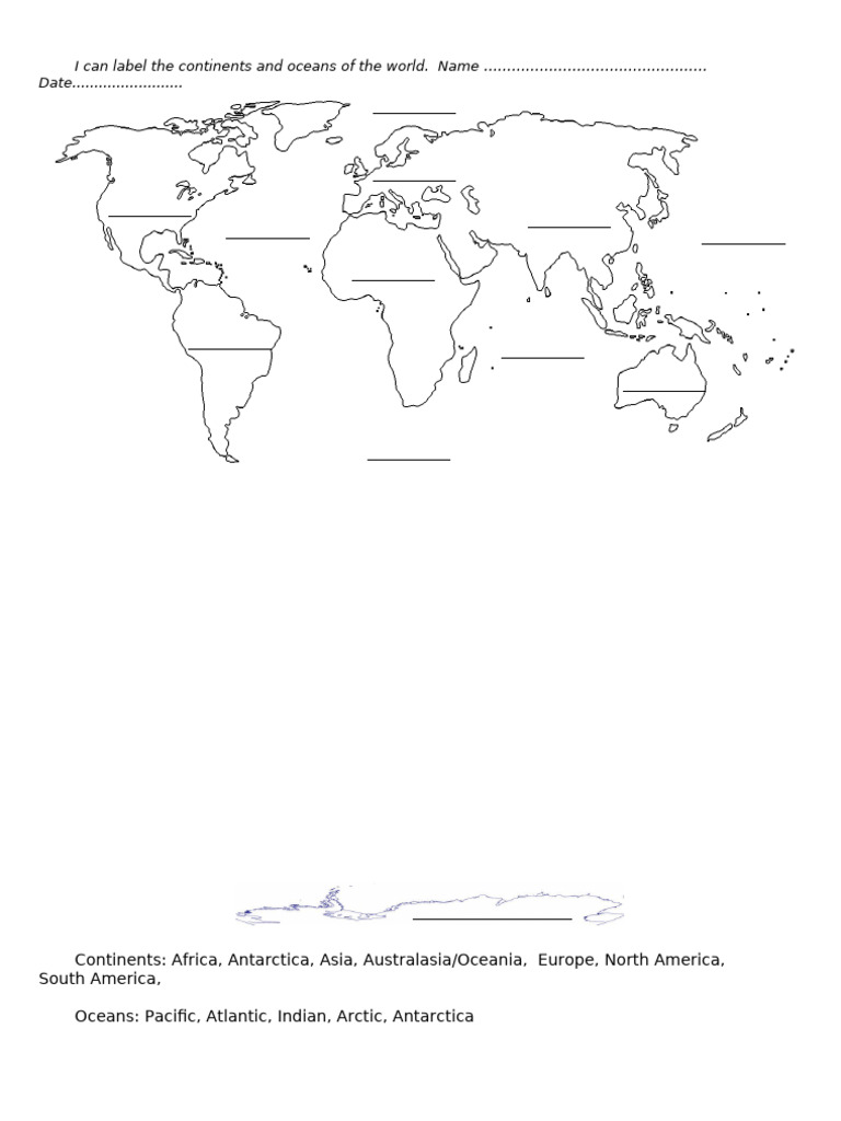 Continents and Oceans Blank Map Tests - 113233 | PDF | Travel