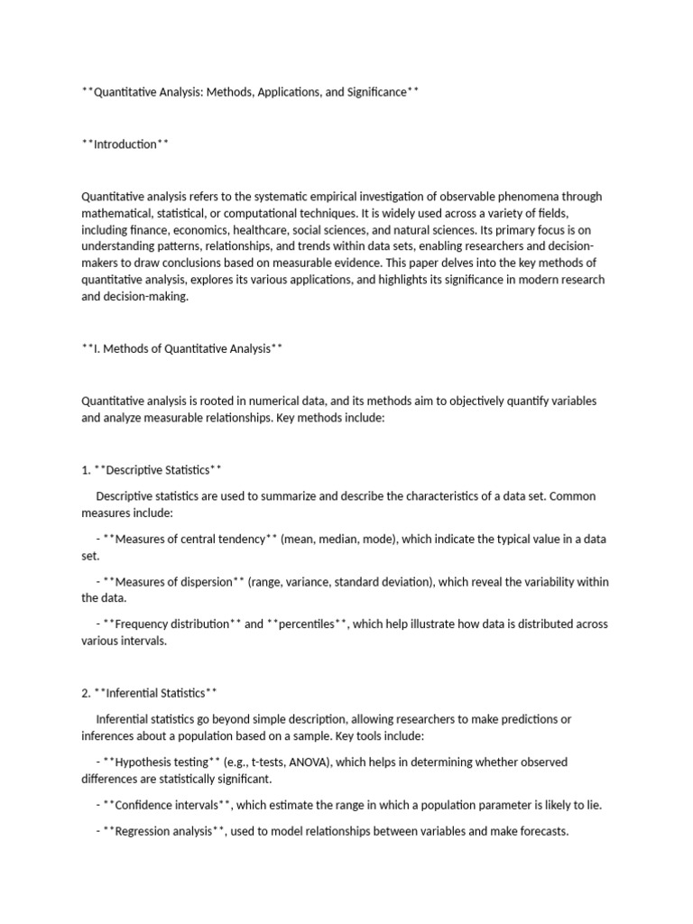 Quant Analysis | PDF