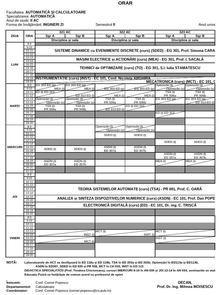 Orar 2 AC | PDF