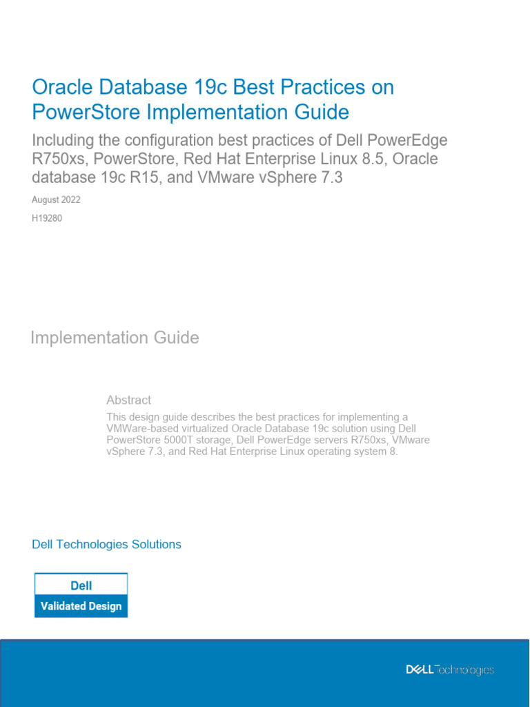 Implementation Guide-Oracle Database 19c Best Practices On PowerStore | PDF