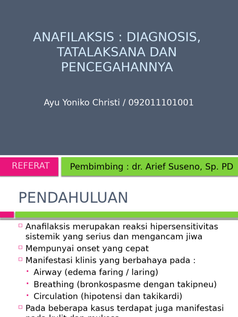 Referat - Anafilaksis | PDF