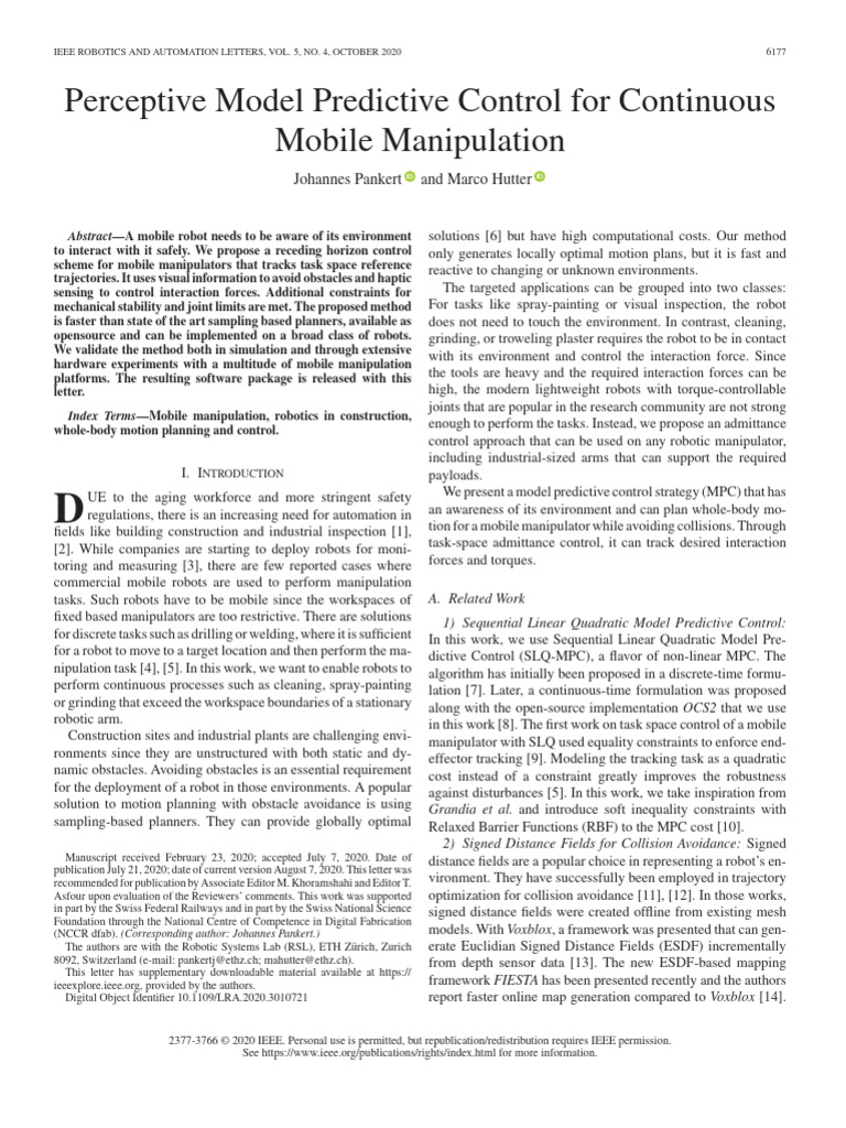 Pankert 和 Hutter - 2020 - Perceptive Model Predictive Control for Continuous | PDF