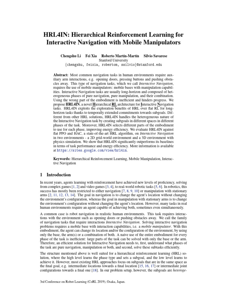 HRL4IN: Hierarchical Reinforcement Learning For Interactive Navigation ...