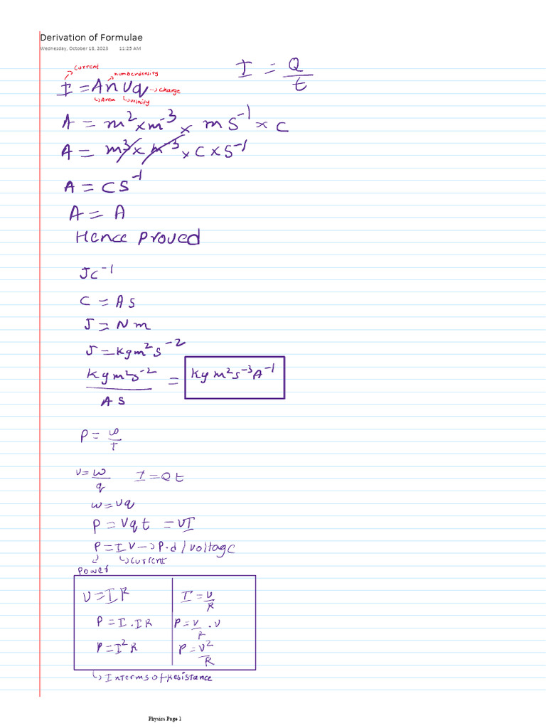 Derivation of AS Level Formulaes | PDF