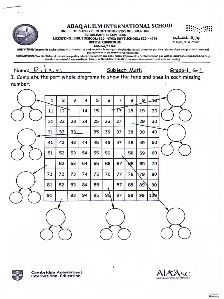 Math Work Sheet 1 | PDF