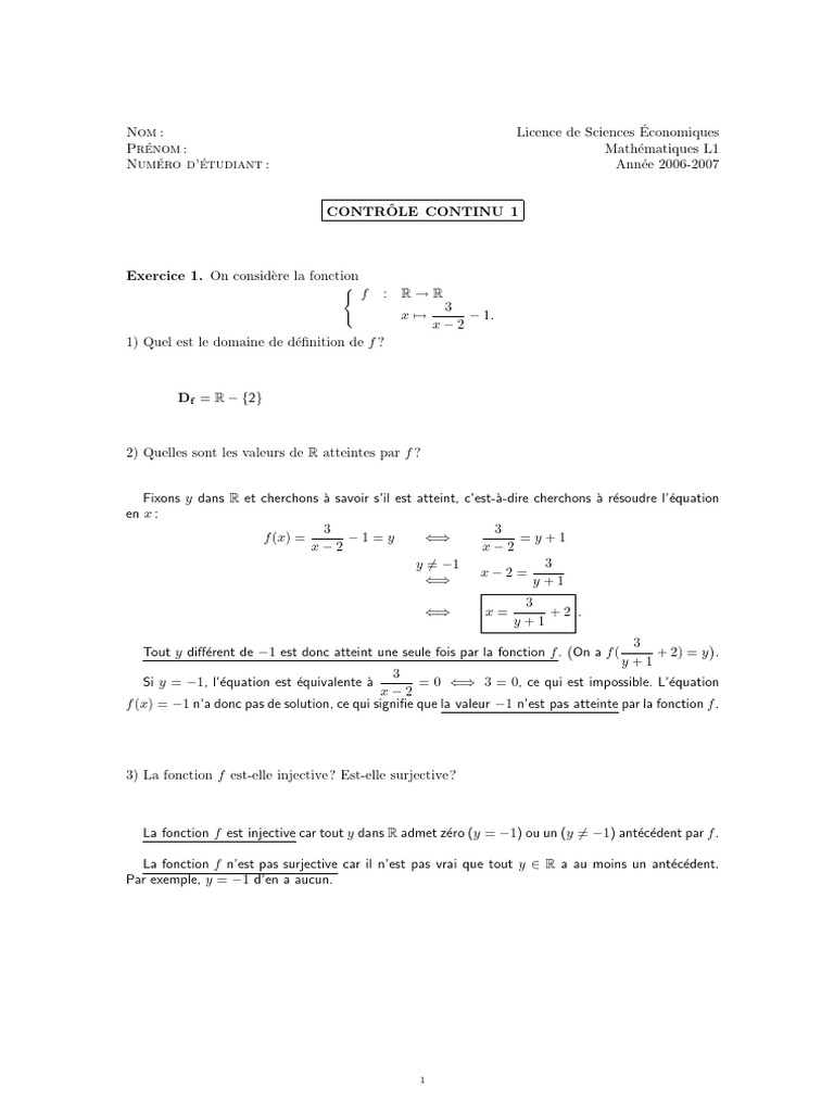 Controle Continu 1-Groupe 1-2006-2007-Corrige | PDF
