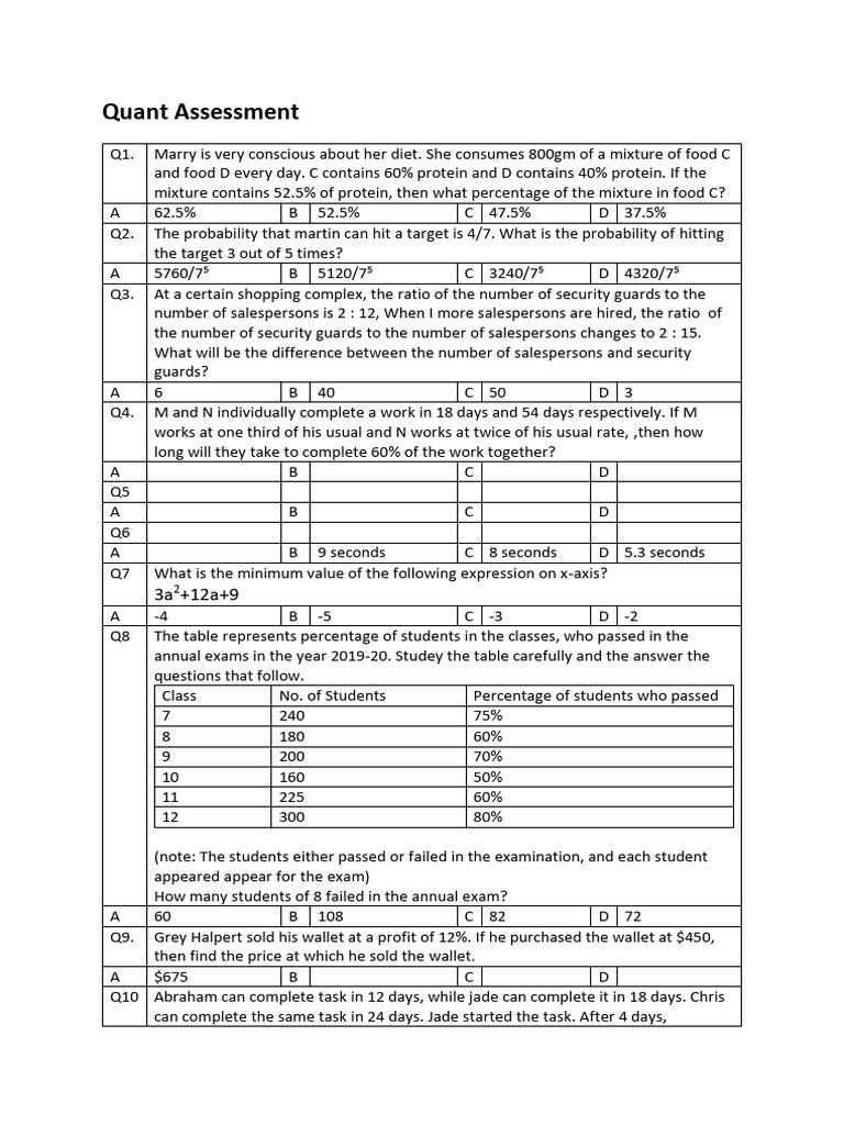 Quant Assessment | PDF