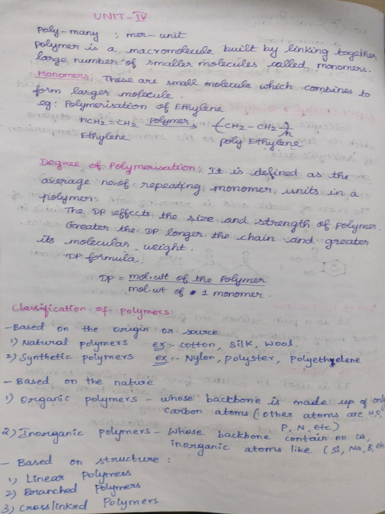 Chemistry Unit 4 Polymers | PDF