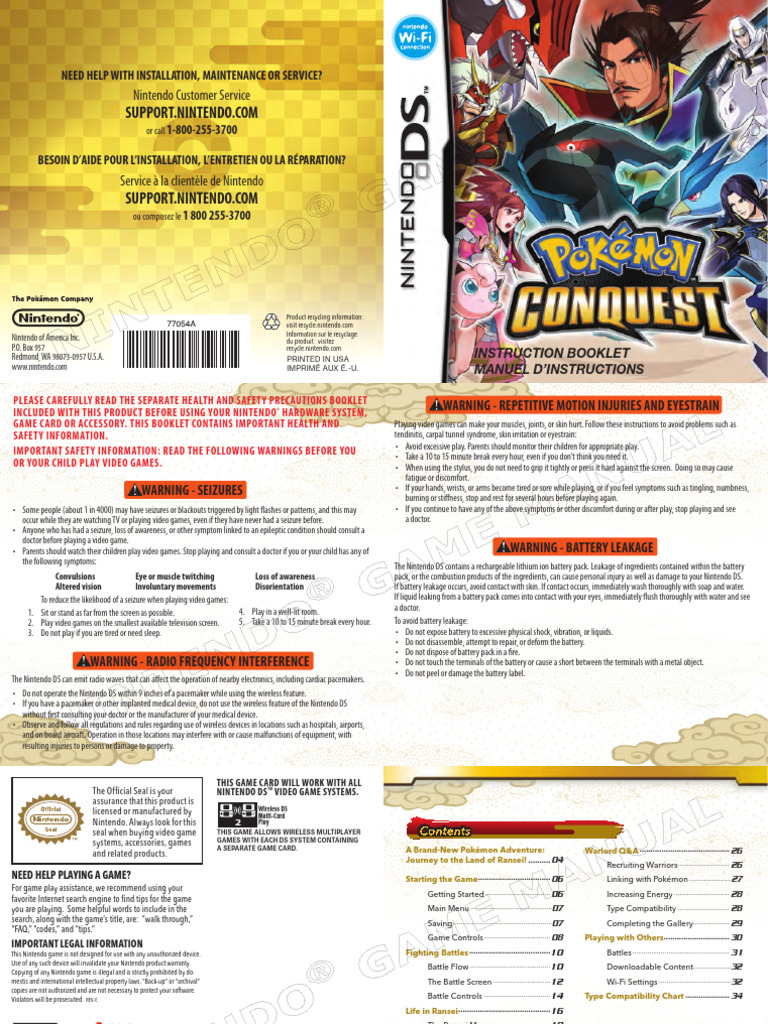 Nintendo DS Pokemon Conquest | PDF