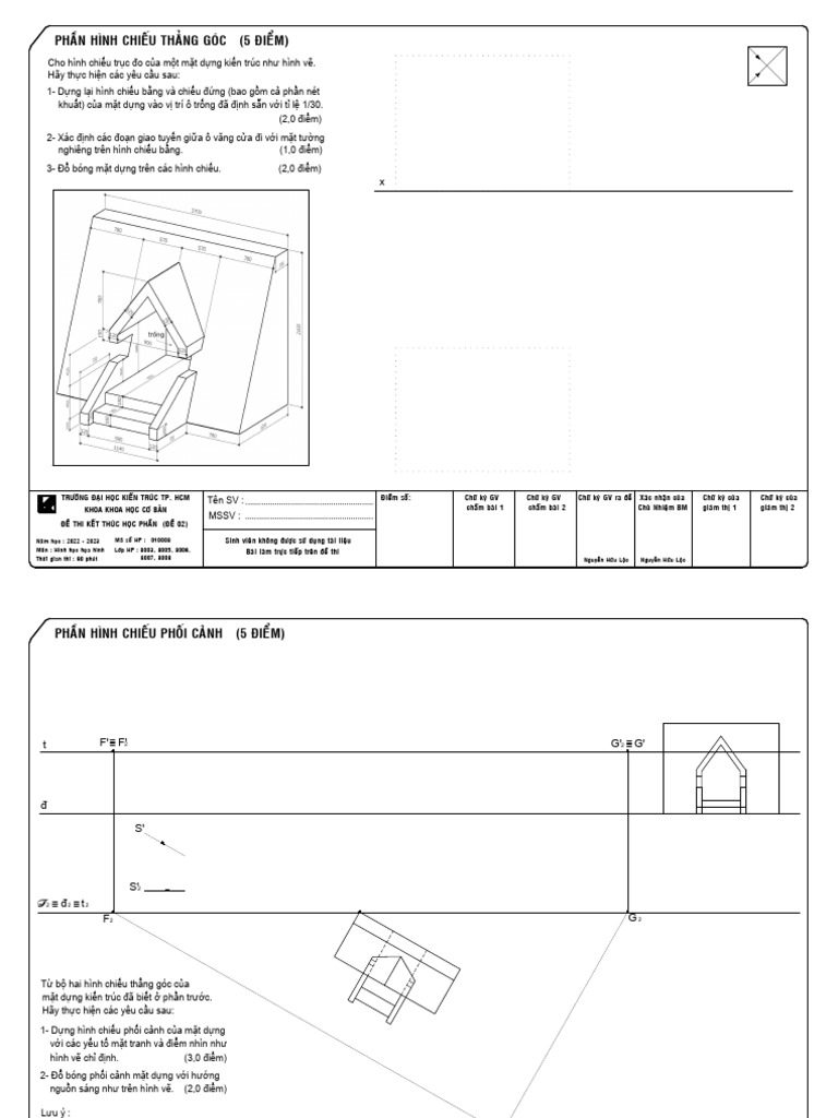 De Thi Hinh Hoc Hoa Hinh Lop KT22 - de 2 | PDF