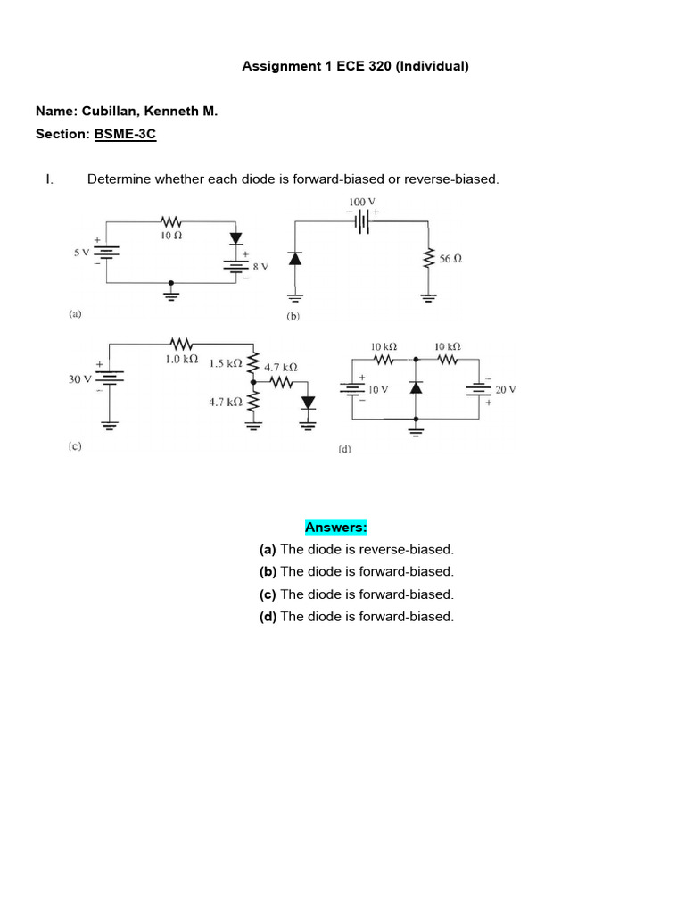 CUBILLAN ECE 320 Assignment 1 | PDF