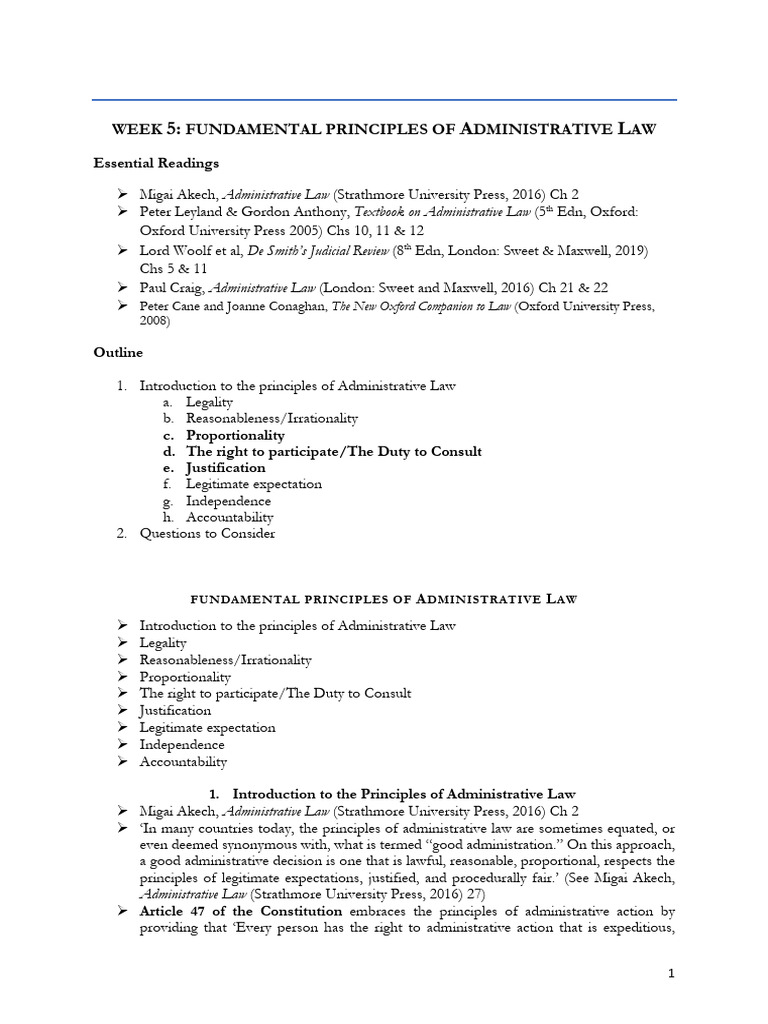 Administrative Law I-Weeks 4-6 Handout | PDF | Public Law | Law