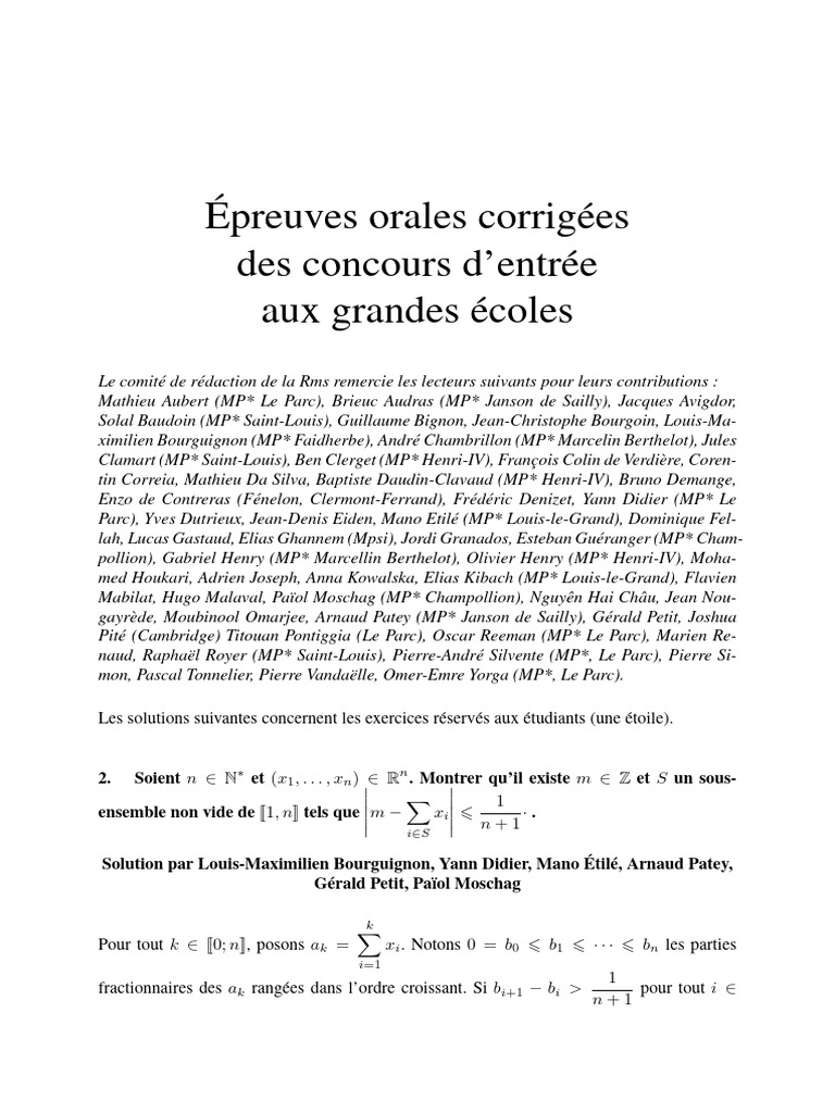 RMS Corriges Exos Une Etoile | PDF