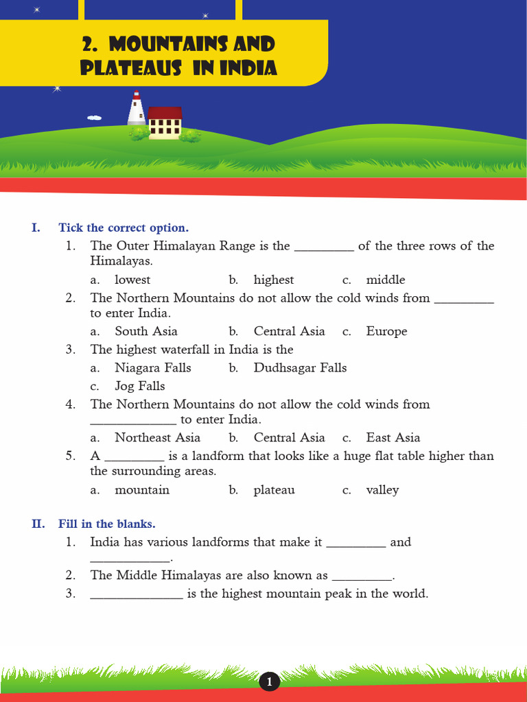CH 2 Mountains and Plateaus Self Stuy Worksheets | PDF | Himalayas ...