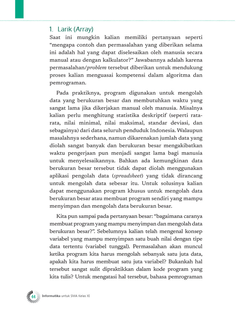 Ebook Larik Atau Array | PDF