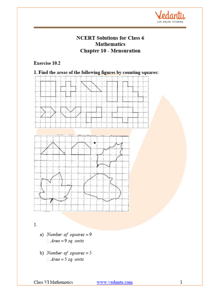 NCERT Solutions For Class 6 Maths Chapter 10 Exercise 10.2 - Free PDF 2024-25 | PDF