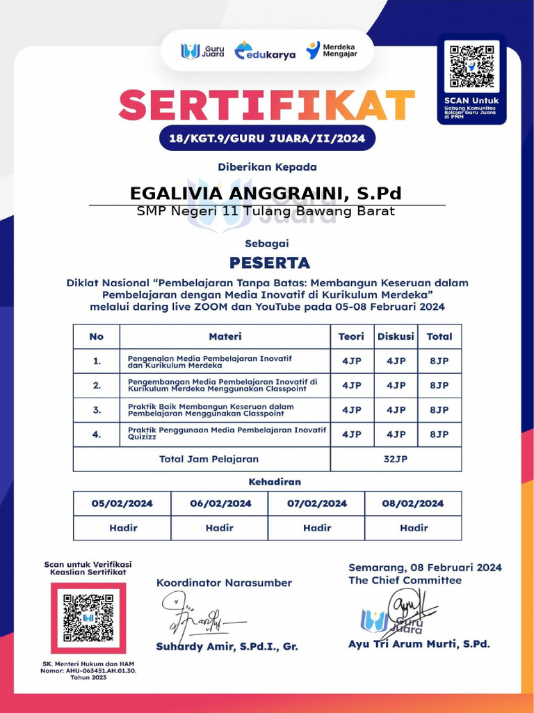 Sert Diklat Egalivia-Anggraini | PDF