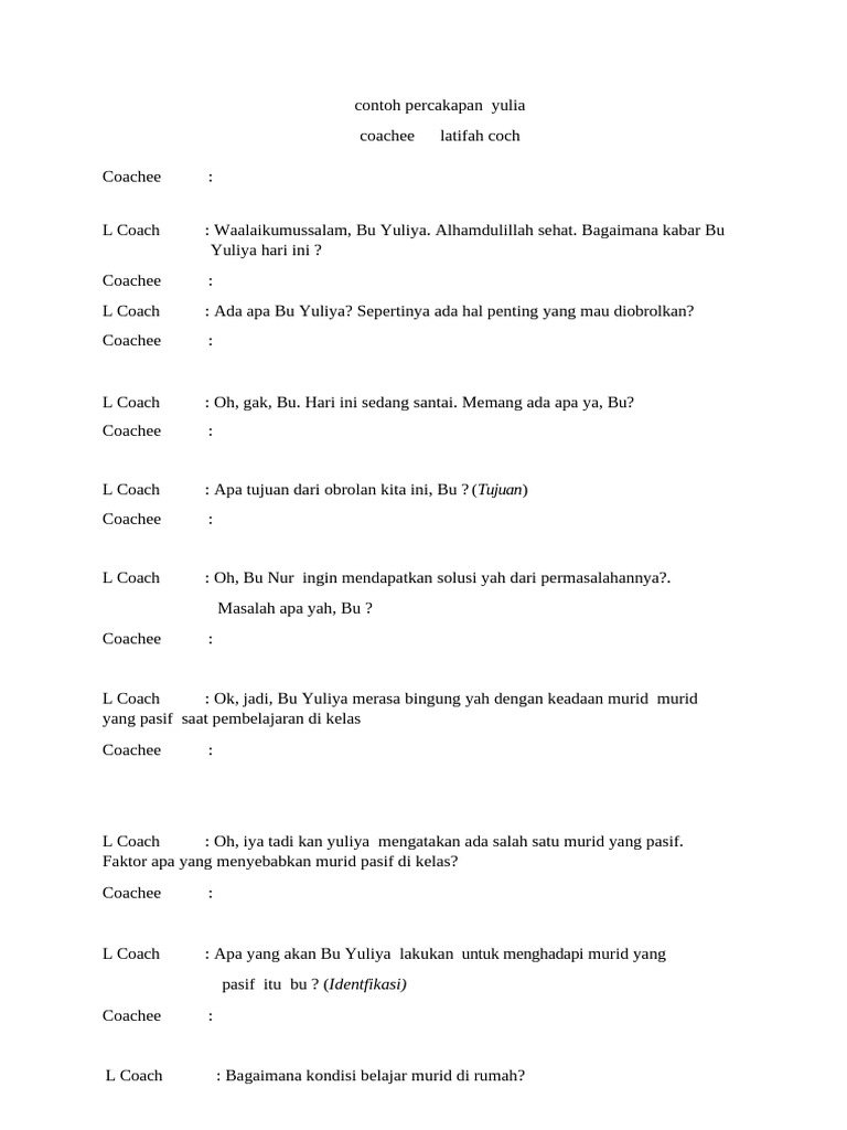 Percakapan Coach | PDF