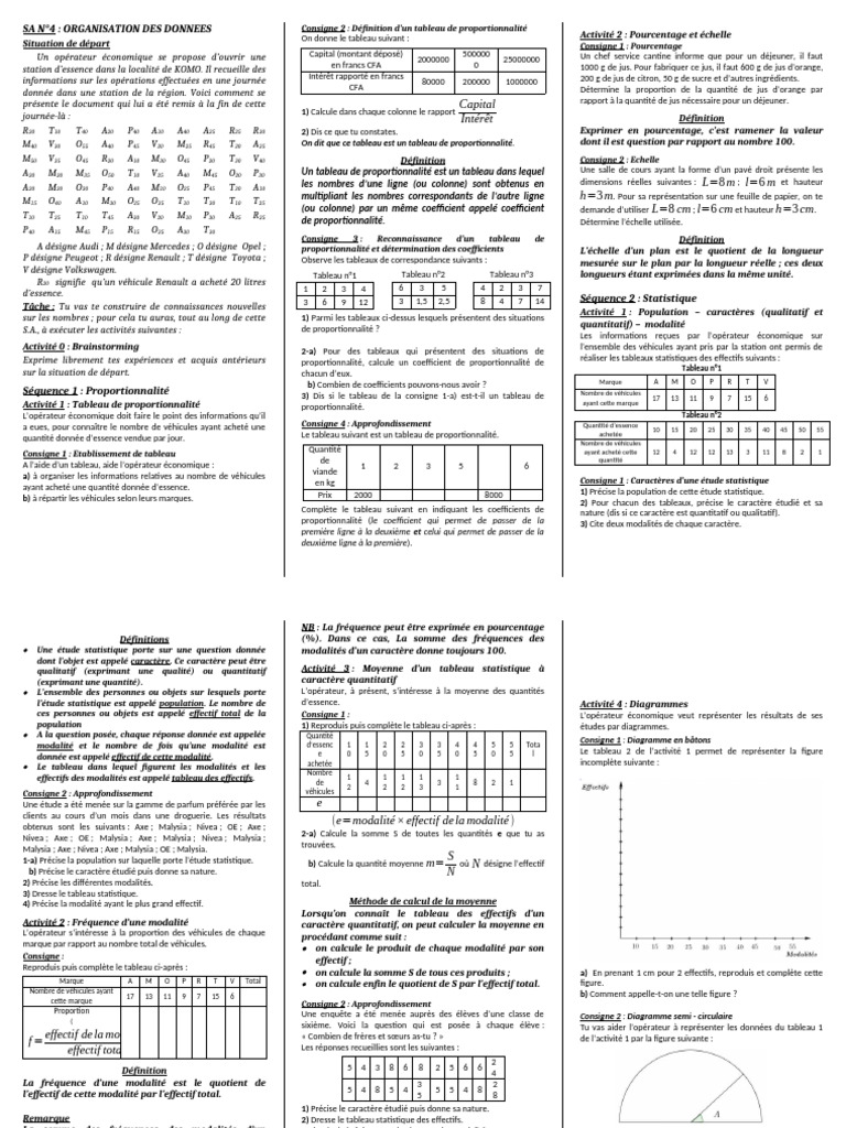 Activités SA4 6ème | PDF