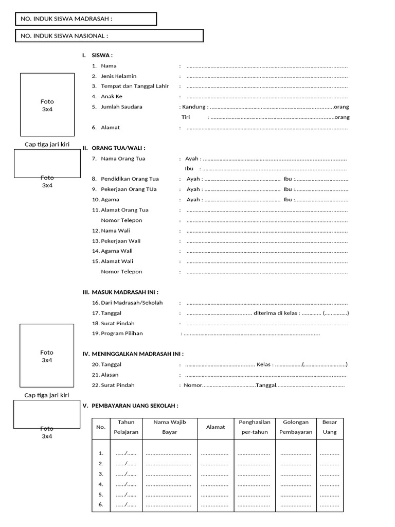 Buku Induk Siswa | PDF
