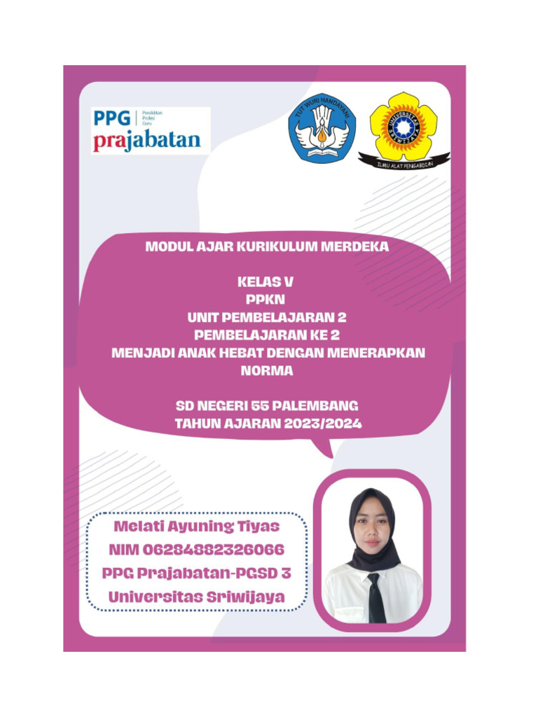 MODUL AJAR PPL 1 Siklus 2 Topik 2 Pemb. 2 Materi PKN MELATI AYUNING TIYAS | PDF