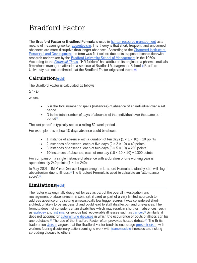 Bradford Factor | PDF