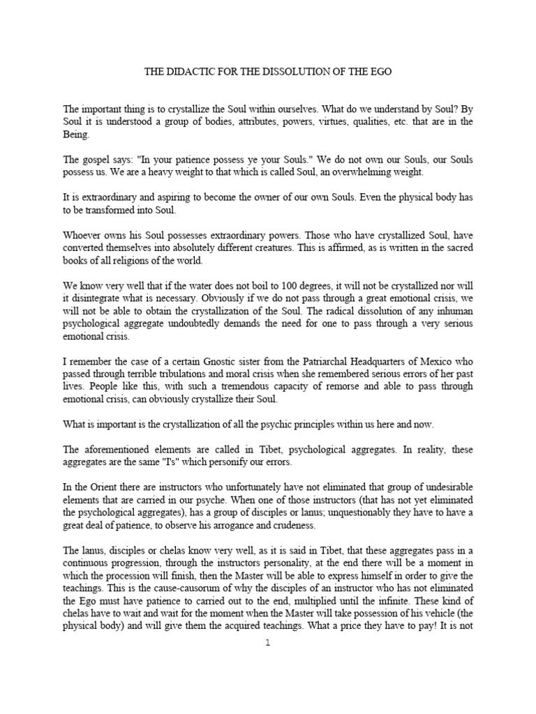 The Didactic For The Dissolution of The Ego | PDF