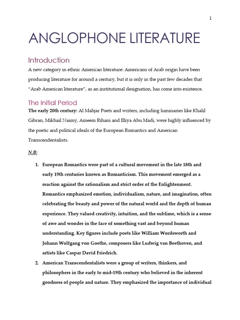 Anglophone Literature (23-24) | PDF | Romanticism | Classics