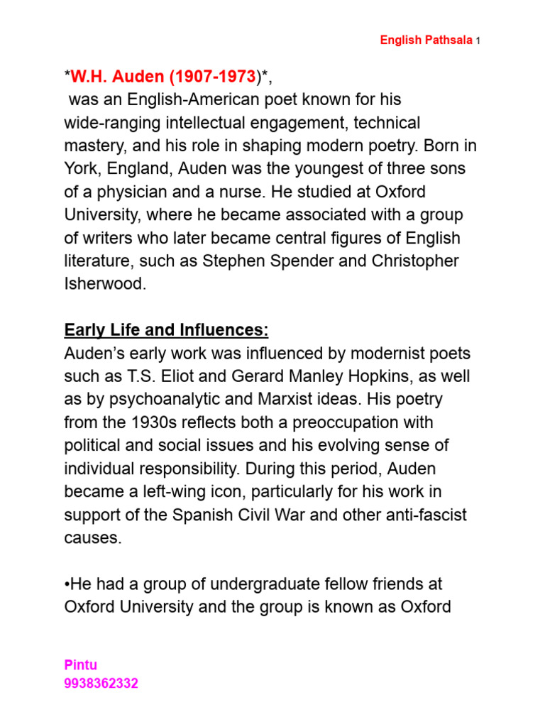 W.H Auden | PDF