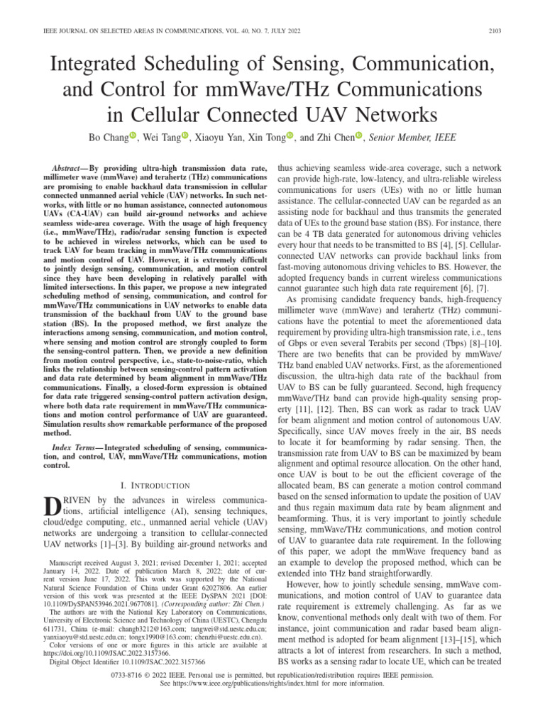Integrated Scheduling of Sensing Communication and Control For MmWave THZ Communications in ...
