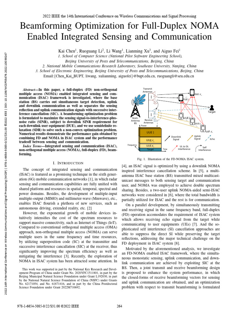 Beamforming Optimization For Full-Duplex NOMA Enabled Integrated ...