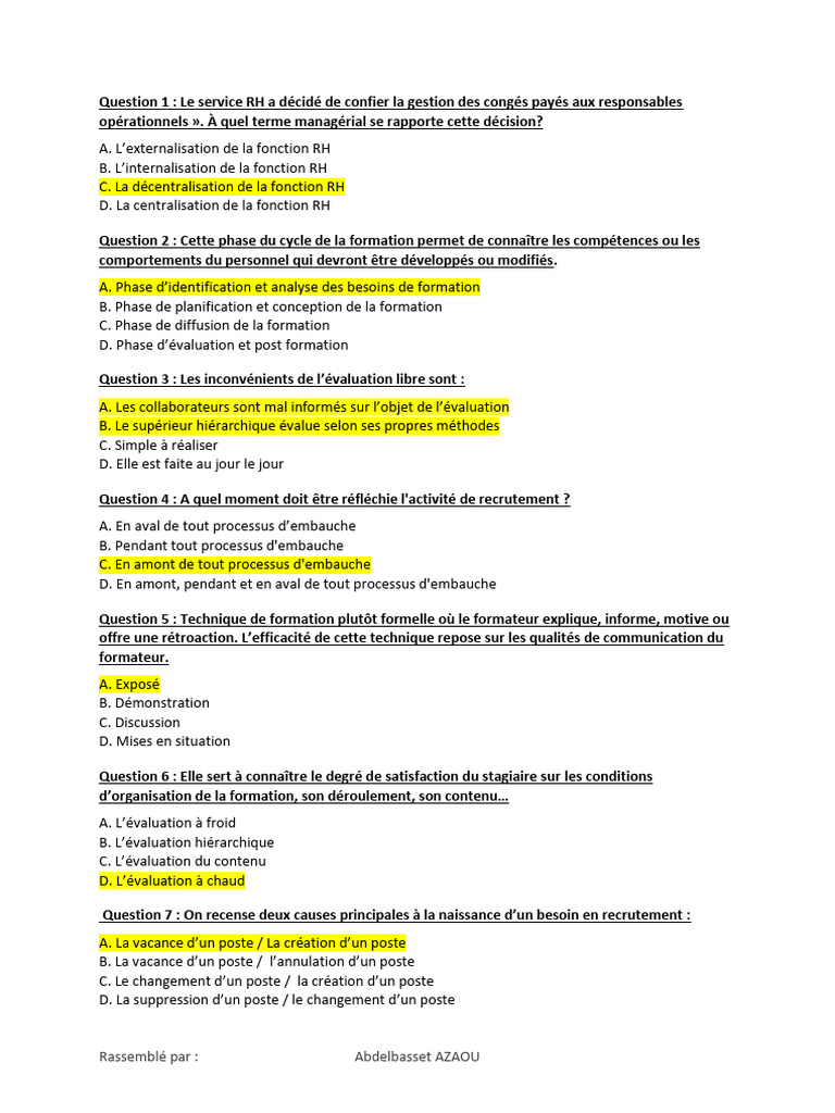 MRH Questions - Réponses | PDF