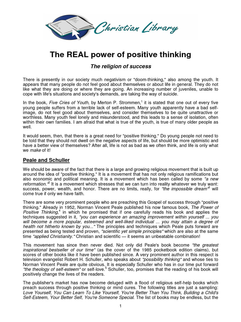 Stam C - The Real Power of Positive Thinking | PDF | New Thought | Self ...