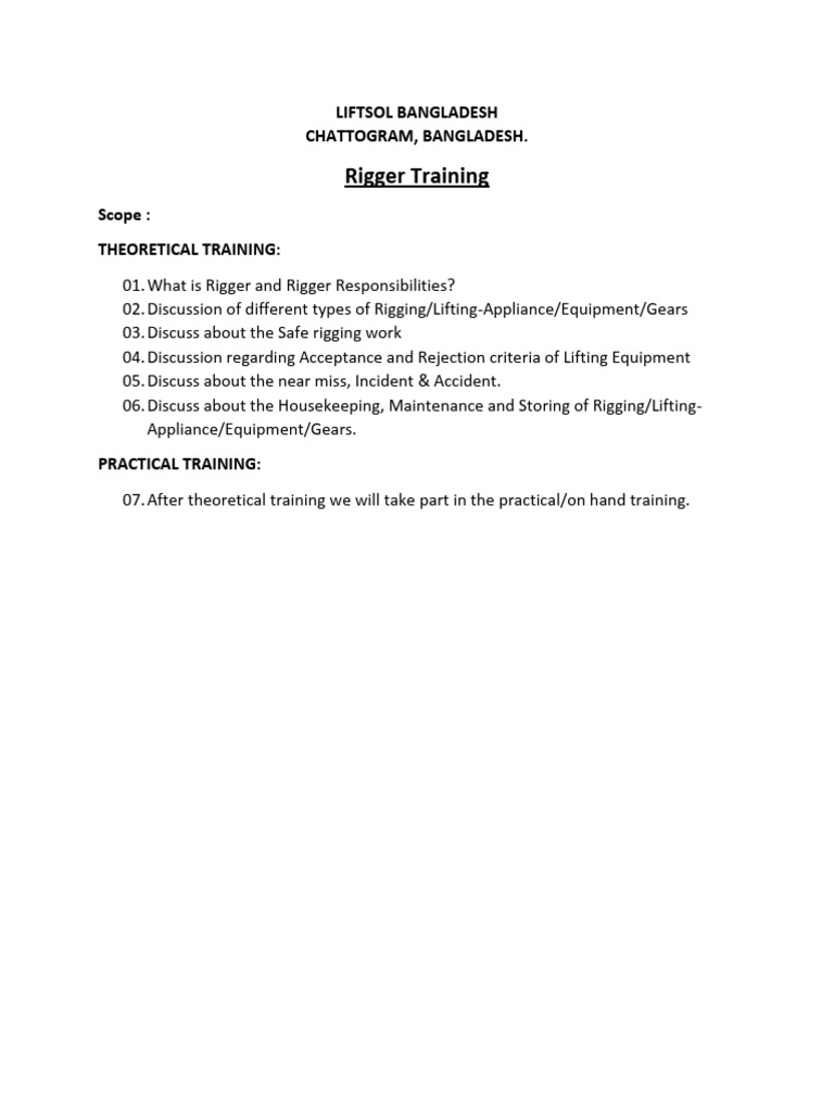 Rigger Training | PDF