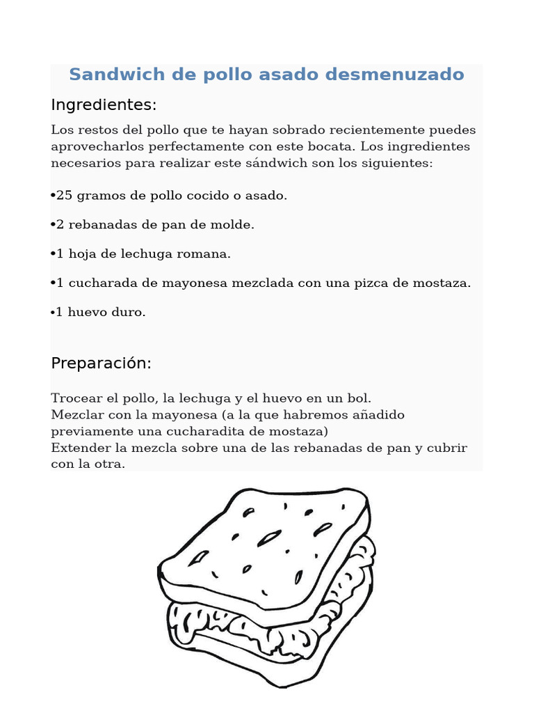 Receta Sandwich | PDF