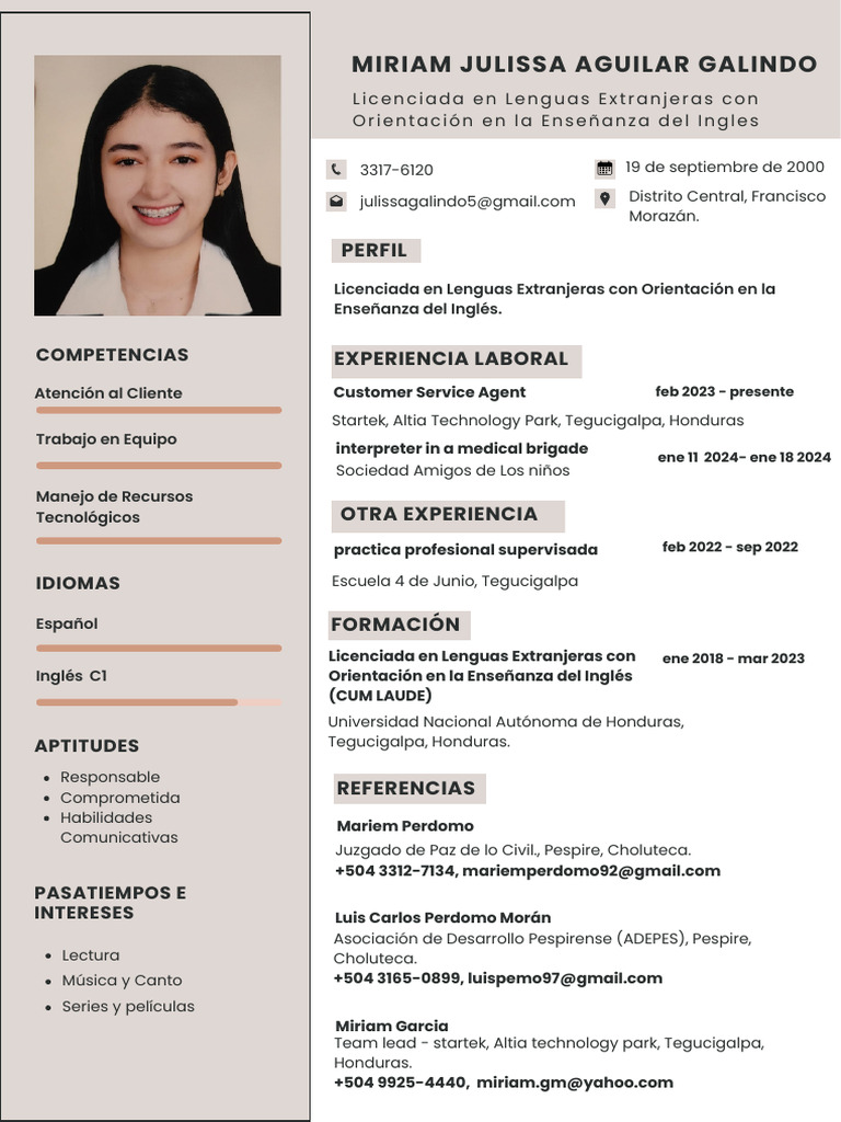 CV Miriam Julissa Aguilar Galindo | PDF