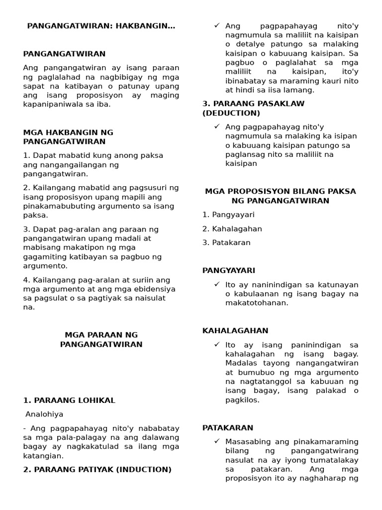 Pangangatwiran-Hakbangin | PDF