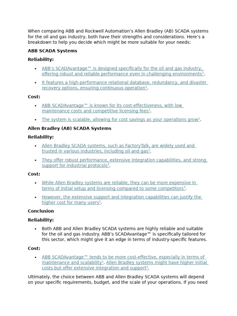 ABB or AB SCADA - Reliable & Cheaper For Oil & Gas Industries | PDF