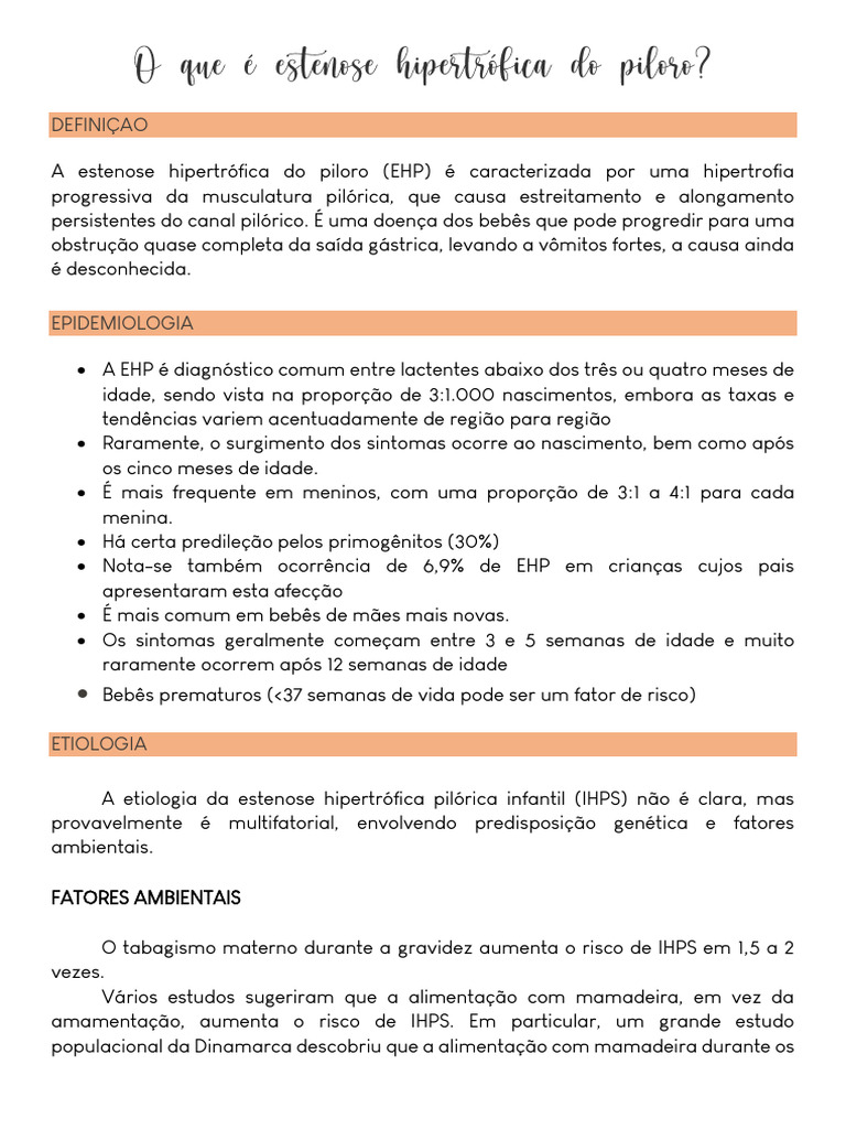 Estenose Hipert Rofica Do Piloro e Esvasiamento Gástrico | PDF