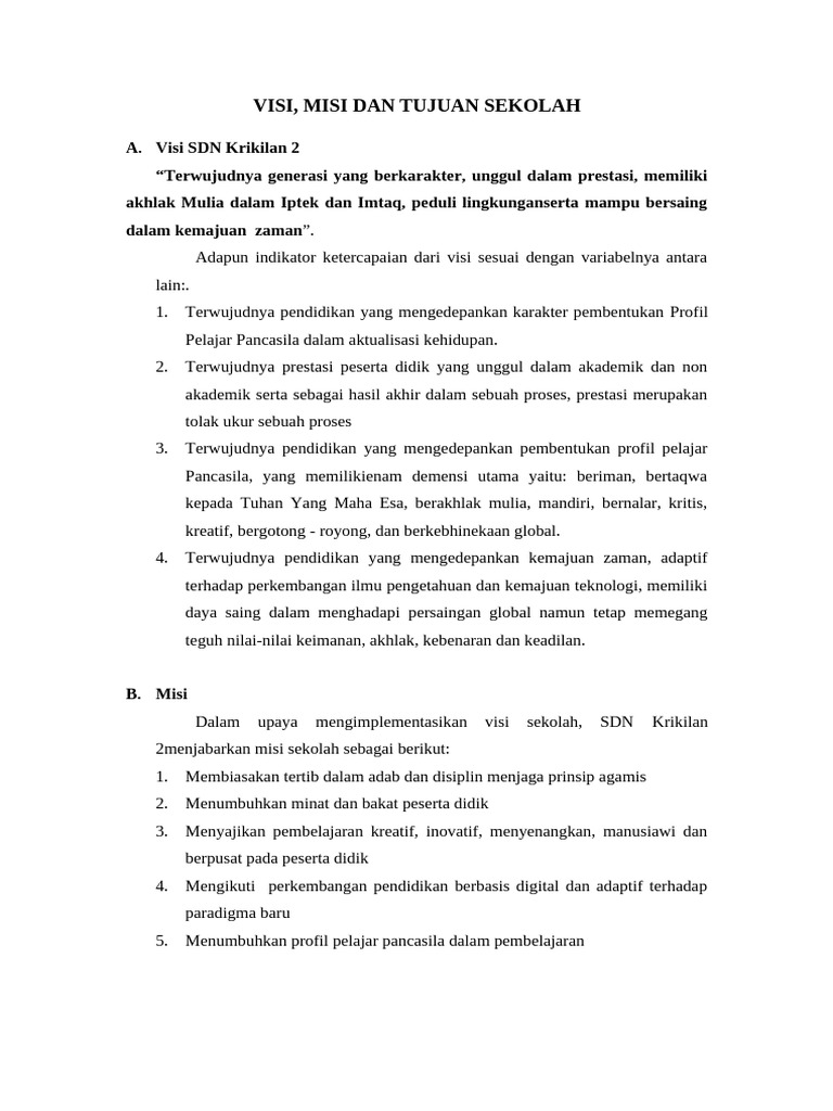 Visi, Misi Dan Tujuan SDN | PDF