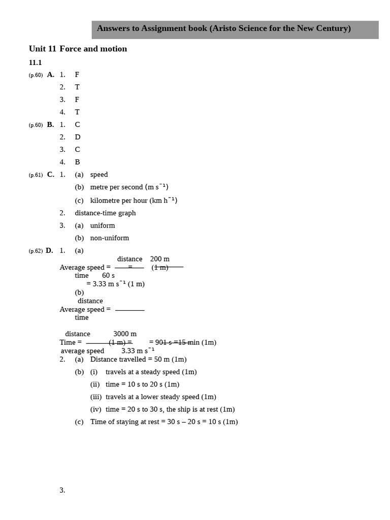 Scicent Answers To Assignment U11 Final E. | PDF | Force | Weight