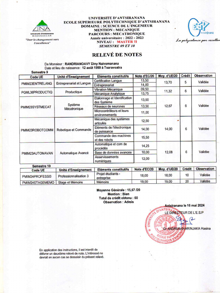 Relevez de Note 5 Ème Année | PDF